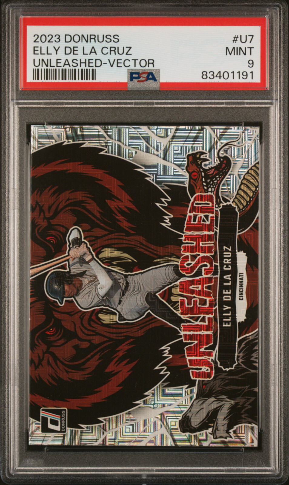 2023 Donruss🔥Elly De La Cruz Unleashed-Vector Parallel🔥PSA 9 Reds RARE ...