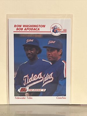 *Ron Washington* 1991 Line Drive AAA w/Bob Apodaca #575 Tidewater Tides ...