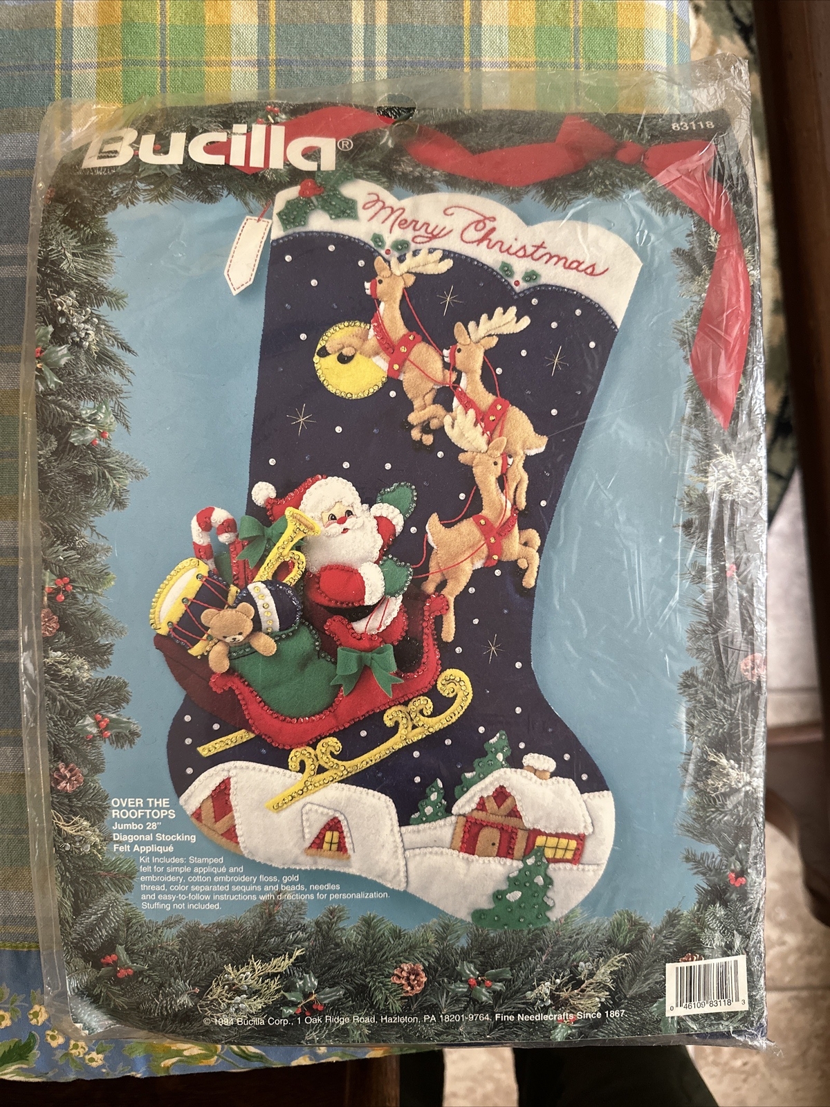 Bucilla Christmas STOCKING FELT Applique Kit, OVER THE ROOFTOPS, 28 ...