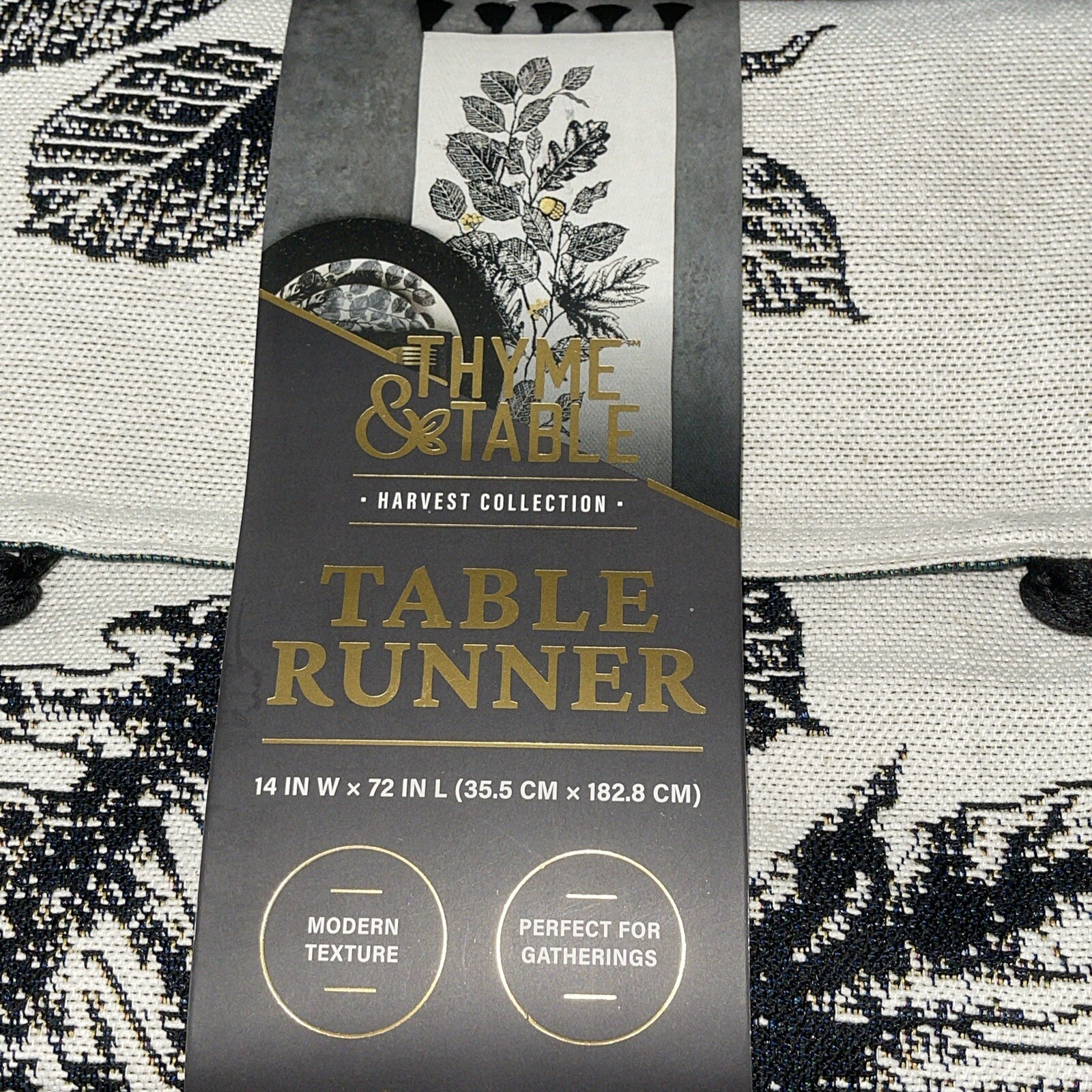 Thyme & Table Harvest Collection Table Runner Black & White 14" x 72 ...