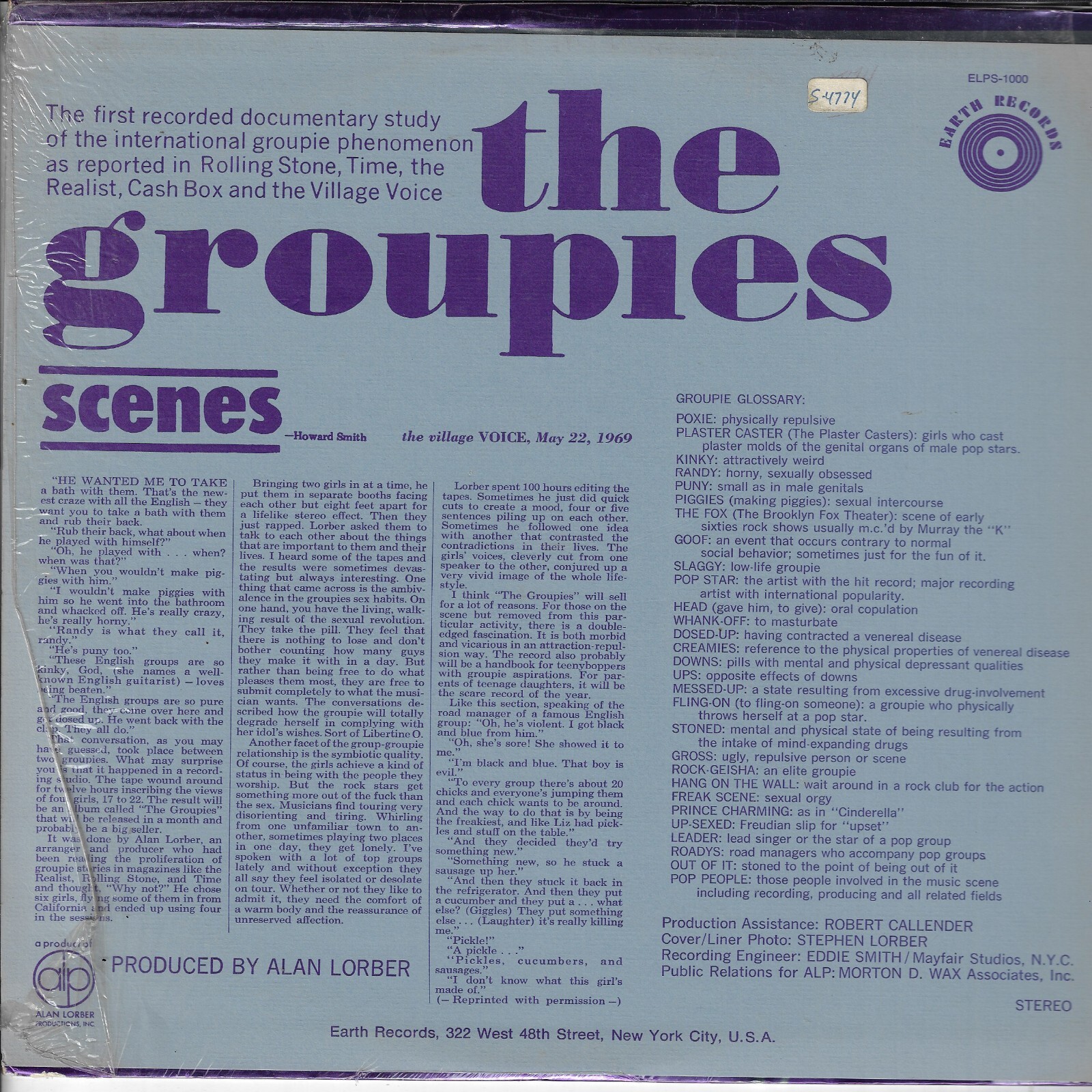 THE GROUPIES u.s. EARTH RECORDS LP_orig 1969 1st recorded doco of ...