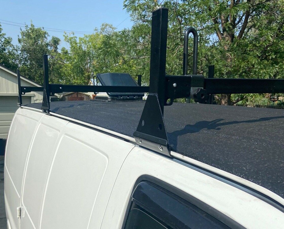 Ladder Roof Racks Steel Black Rack For Chevy Express Fullsize Van 3 bar ...