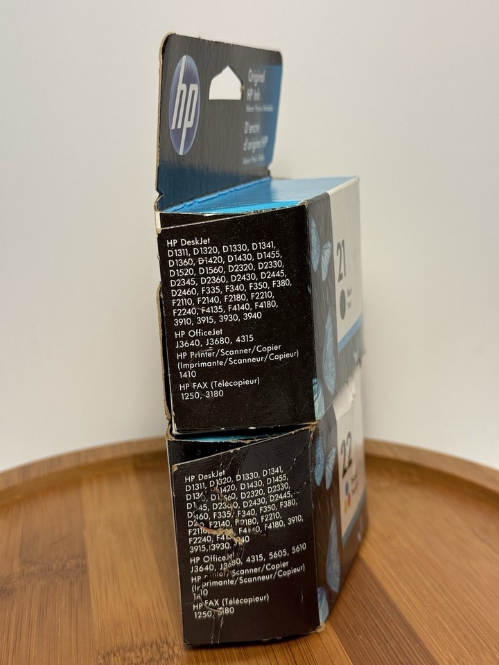 (Lot of 2) NEW HP C9351AN C9352AN 21 and 22 Tri-Color and Black Printer ...