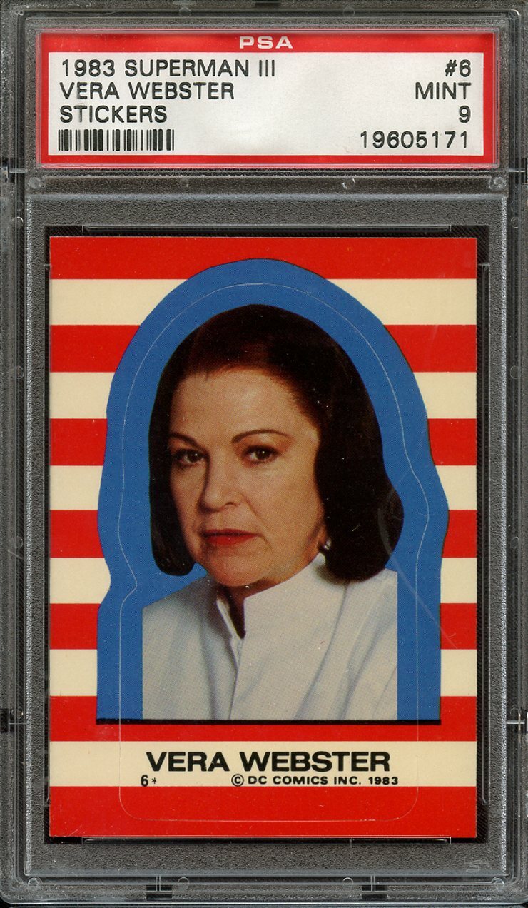 1983 SUPERMAN III STICKERS 6 VERA WEBSTER STICKERS PSA MINT 9 NS | eBay