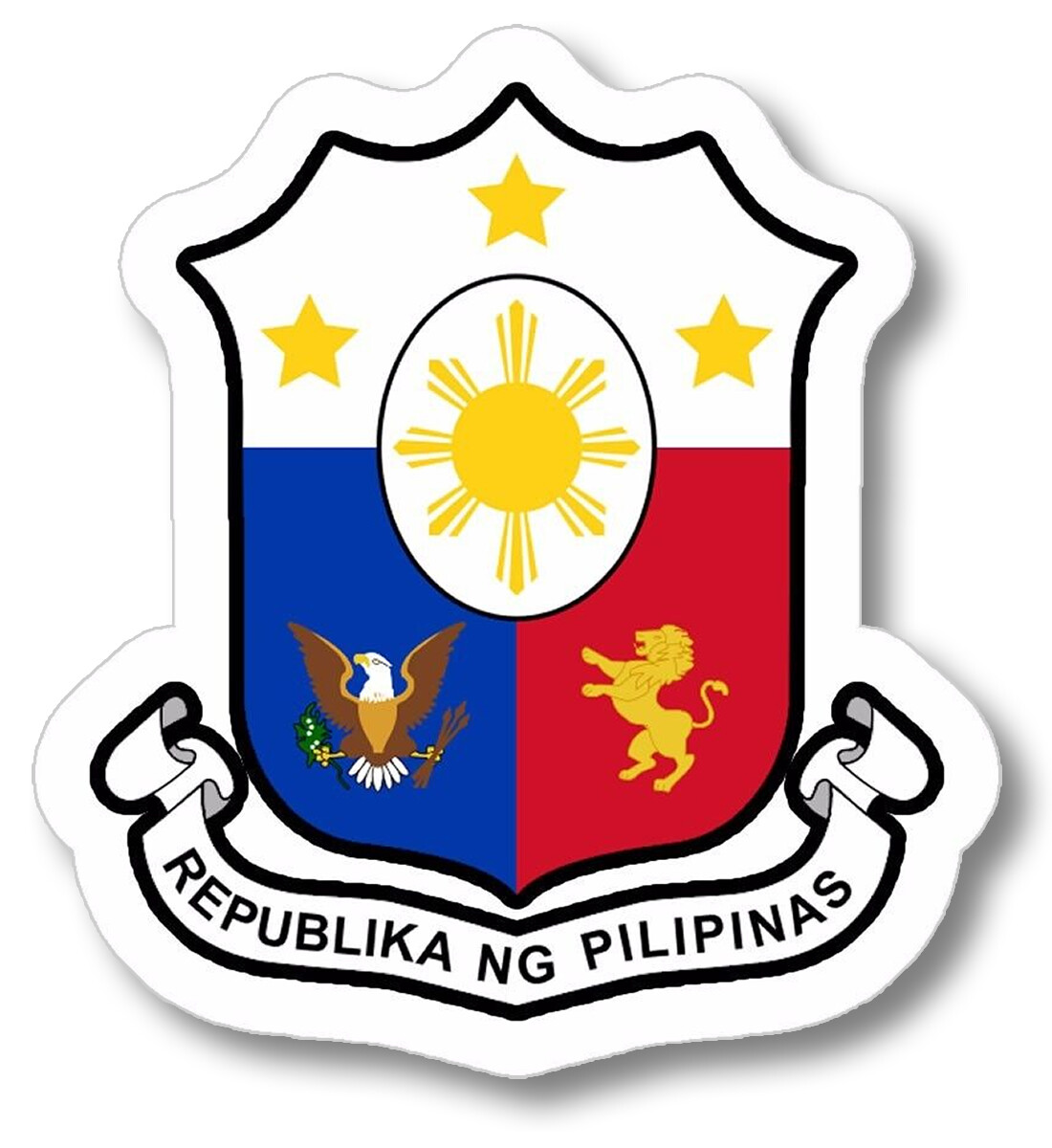 Philippine Flag Sun And Stars Philippino Coat of Arms Vinyl Decal ...