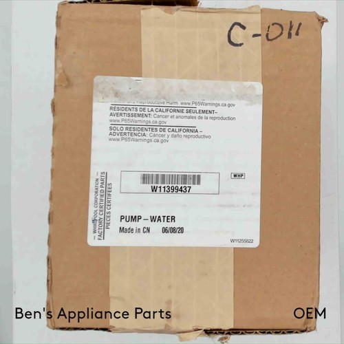 NEW OEM Whirlpool Washer Drain Pump W11399437 H-001 M | eBay