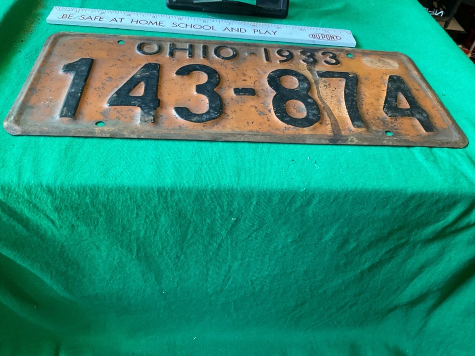 License Plate Tag Vintage Ohio 143 874 1933 Rustic | eBay