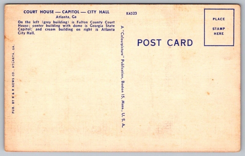 Court House Capitol City Hall Atlanta Georgia Birds Eye View Government ...