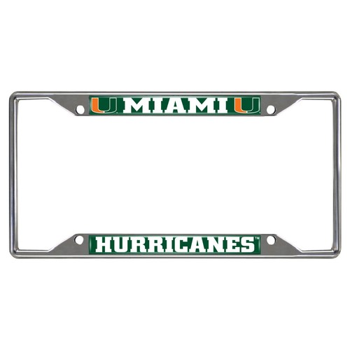 Fanmats NCAA Miami Hurricanes Chrome Metal License Plate Frame ...
