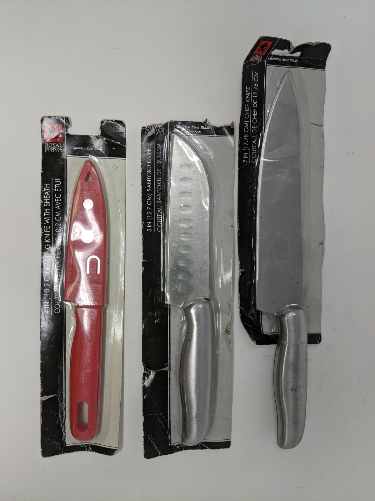 Set of 3 Knives - Royal Norfolk Cutlery (4" Pairing, 5" Santoku, 7 ...
