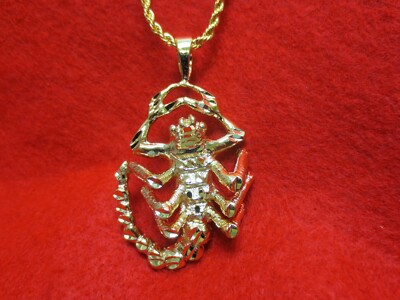 14 KT GOLD EP BLING SCORPION ZODIAC 2 1/4"HIGH CHARM W/ 20" 3MM ROPE ...