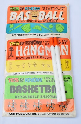 YES & KNOW - Invisible Ink Game Book - BASEBALL - By-Yourself Enjoyment ...