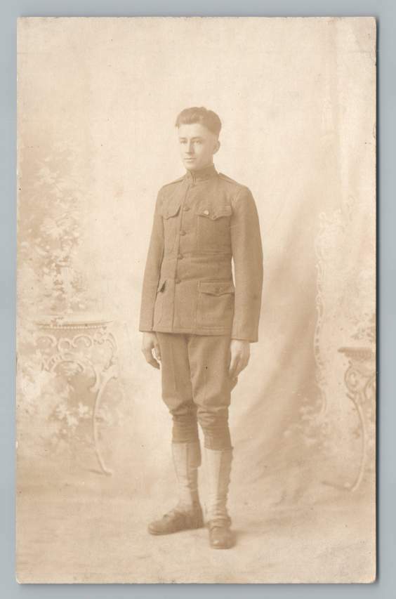 Young Army Soldier in Uniform RPPC Antique Studio Photo Postcard ~1920s ...