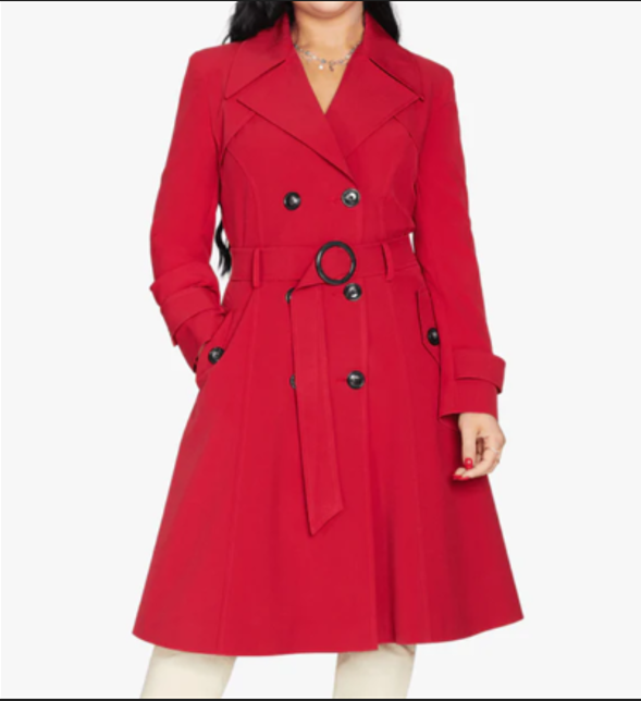 NWT DeLa Creme Spring/Summer Double Breasted Trench Mac Red Coat Size ...
