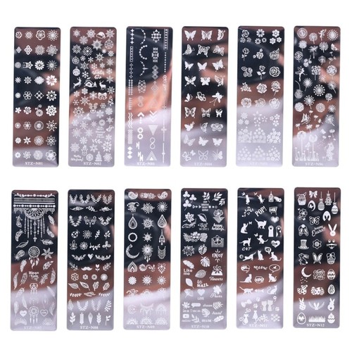 Nail Stamping Plates Flower Nail Template Plate Nail Art Stencil Tools ...