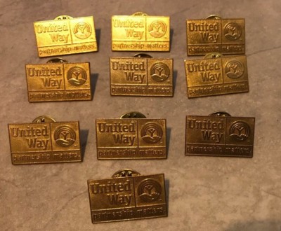 United Way Pin HUGE Lot 10 Partnership Matters Logo Gold Color Lapel ...