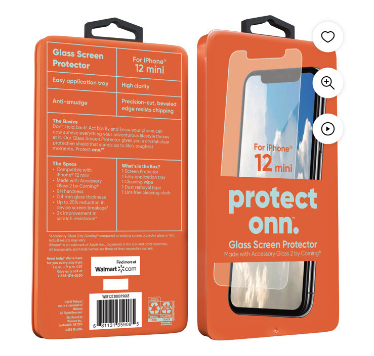 Lot Of 3 Onn Glass Screen Protector For iPhone 2020 iPhone 12 mini 5.4 ...