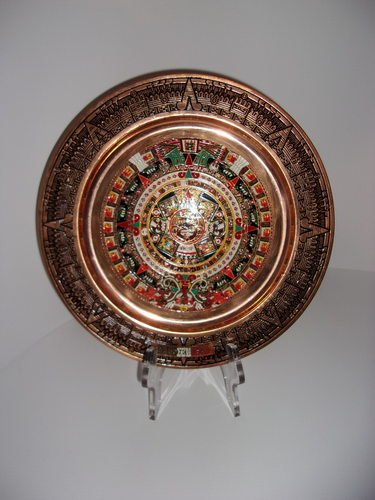 11" Metal Plate Mexico Aztec Calendar Mexicana Art Wall Decor Vintage ...