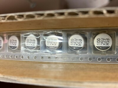 500pcs X E-Cap. SMD Cap 100uf 25Volt 8X6.5mm 105c | eBay