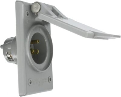 Leviton 5278-CWP Straight Blade Flanged Male Power Inlet Receptacle, 15 ...