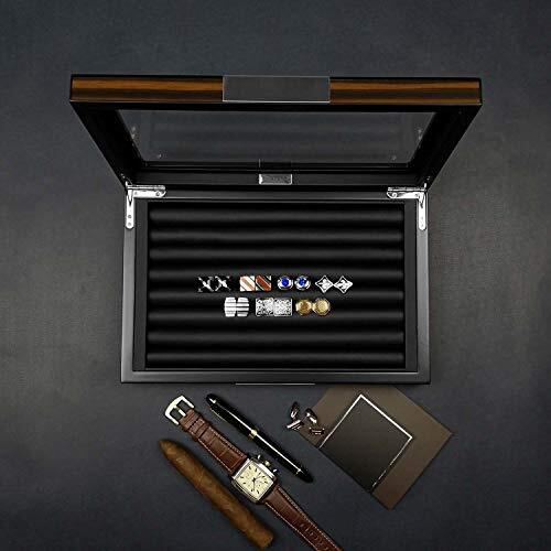 Wood Cufflink Box With Glass Window Cufflink Display Case Ring ...