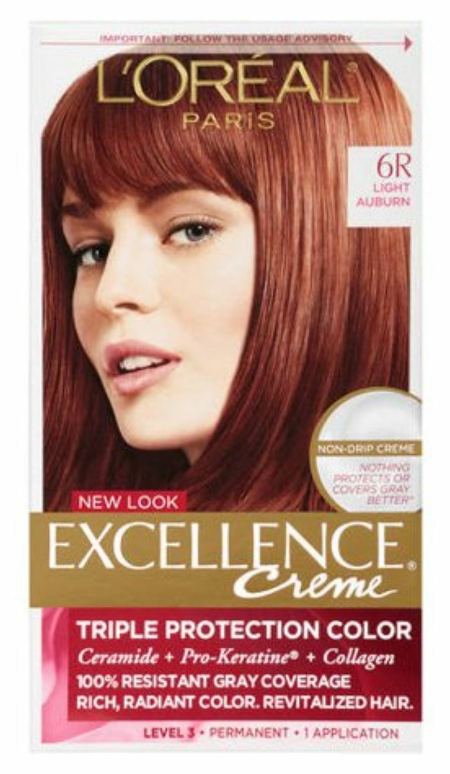 L'Oreal Paris Excellence Creme Permanent Hair Color 6R Light Auburn