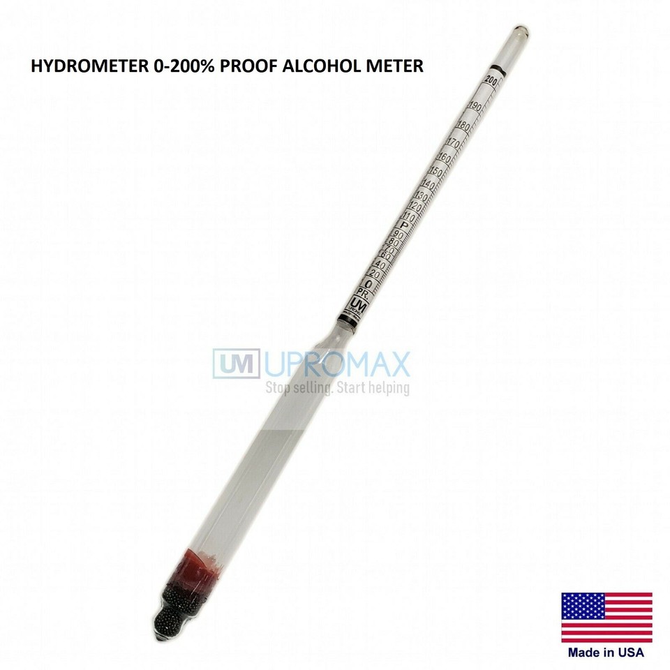 Hydrometer Alcohol Meter Tralle Test Kit 0-200 Proof Traceable ...