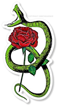 Snake Wrapped Around Rose Tattoo Art Bopper Chopper Motorcycle Sticker ...