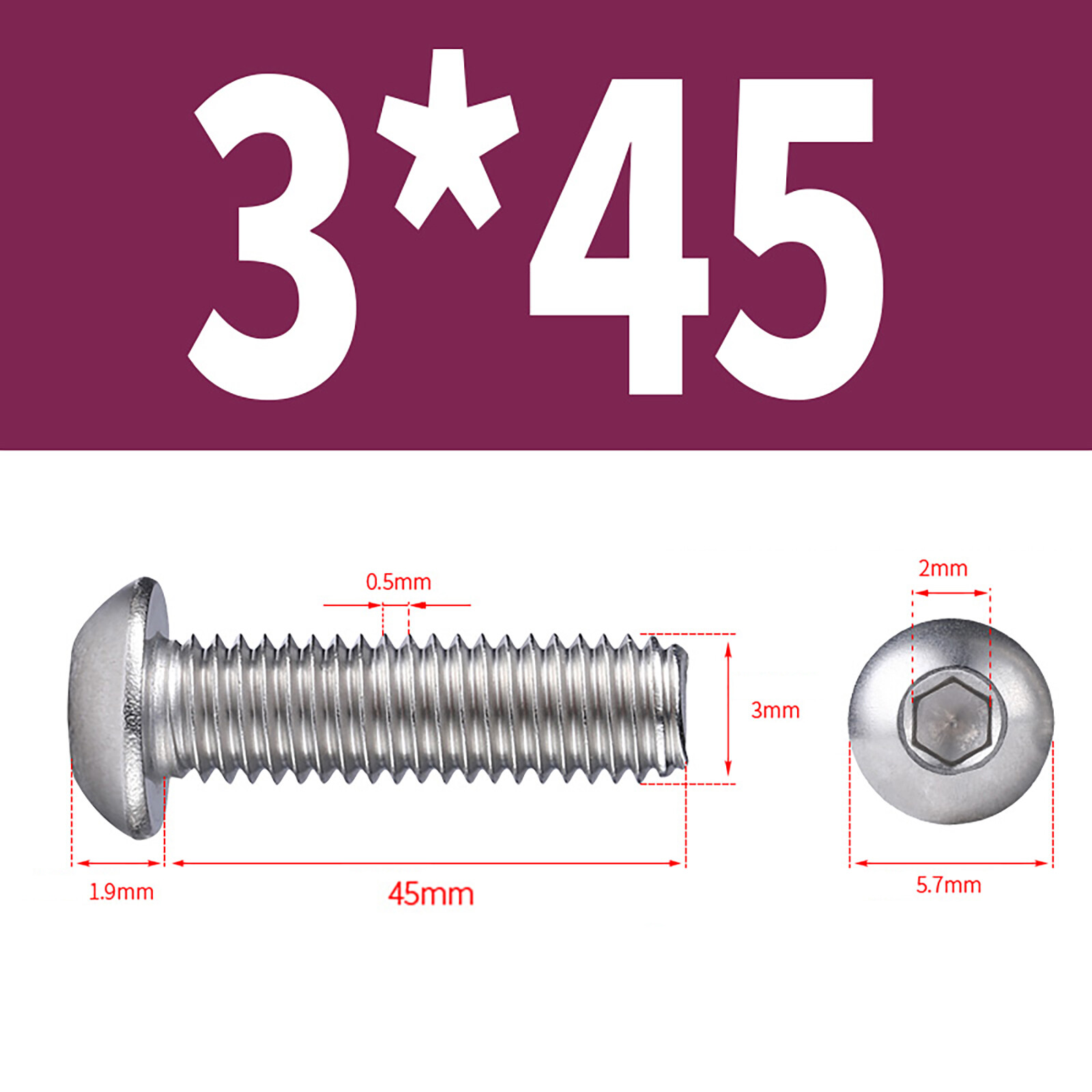 M3 BUTTON HEAD SCREWS ALLEN SOCKET BOLTS A2 STAINLESS STEEL DIN 7380 | eBay