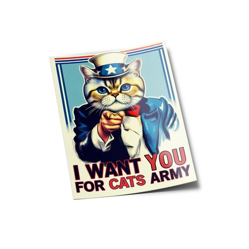 Pack x5 AUTOCOLLANTS STICKERS vinyle I want you for cats army chats fun ...