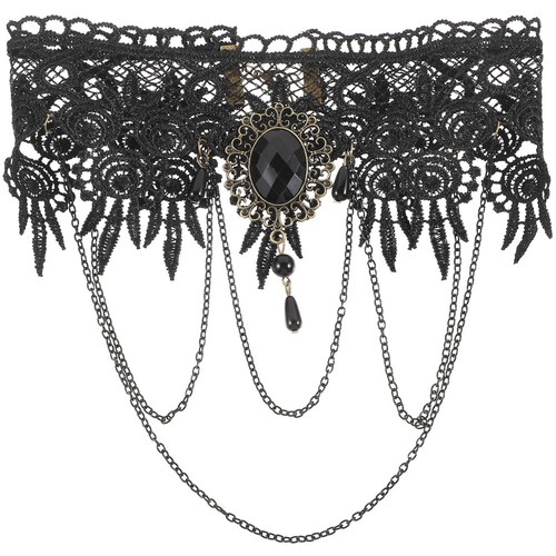 Vintage Black Lace Gothic Statement Necklace Victorian Lolita Choker ...