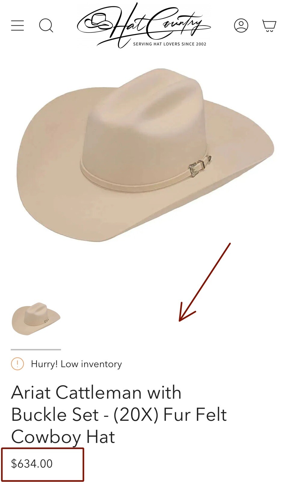 Ariat Cattleman with Buckle Set -20X Fur Felt Cowboy Hat-DUSTY/ MARKS ...