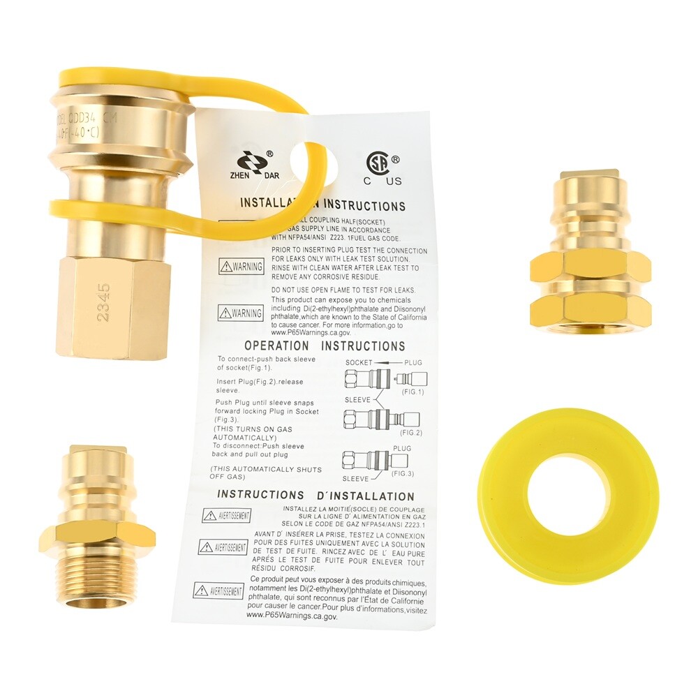 3/4" Dual Fuel Generator Natural Propane Hose Quick Connect Kit For ...