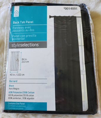 Style Selections Bernard Black Back Tab Panel 40" x 84" One Panel | eBay