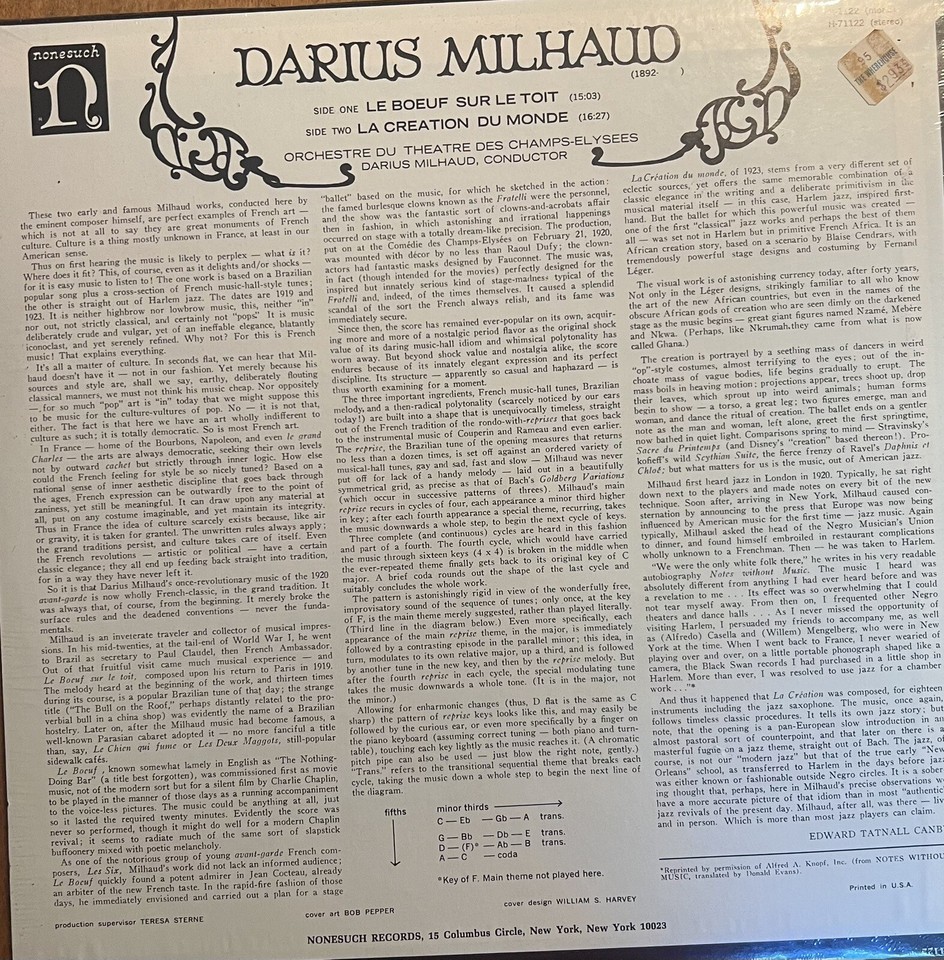 Darius Milhaud Le Boeuf Sur Le Toit LP Vinyl Record Album Sealed! | eBay