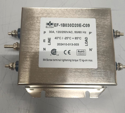 1PC- ELCOM EF-1B030D20E-C09 EMI Filter EP-612 Serie 30A, 120/250VAC,50 ...