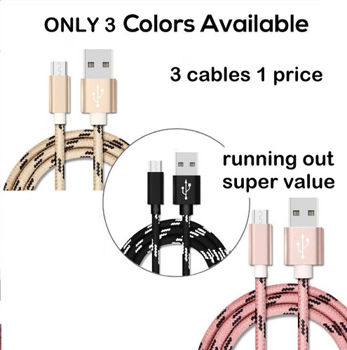 3 USB Android Fast Charge Cable Cord For Samsung Galaxy S5 S6 S7 Note 5 ...