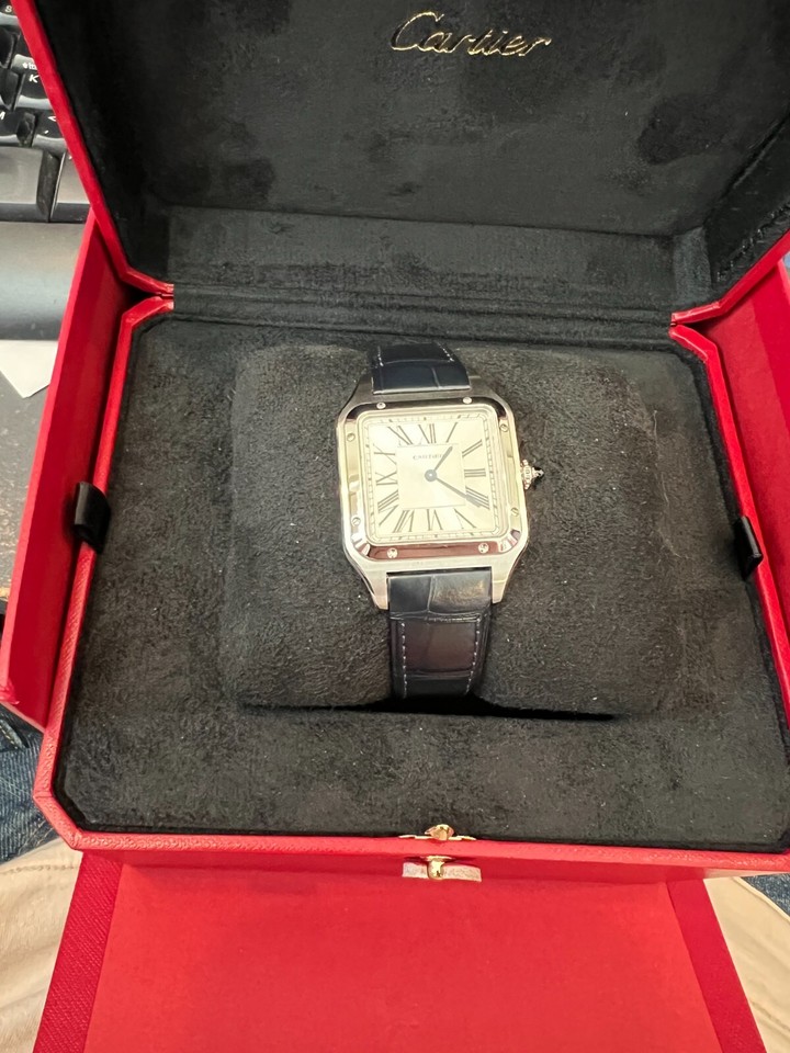 Cartier 31.5MM WSSA0085 Dumont Stainless Steel Santos Pre-Owned | eBay