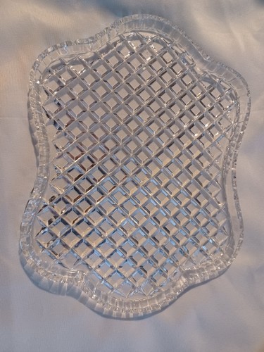 Vanity Tray Lead Crystal Diamond Design Heavy Clear Glass Unusual Shape ...