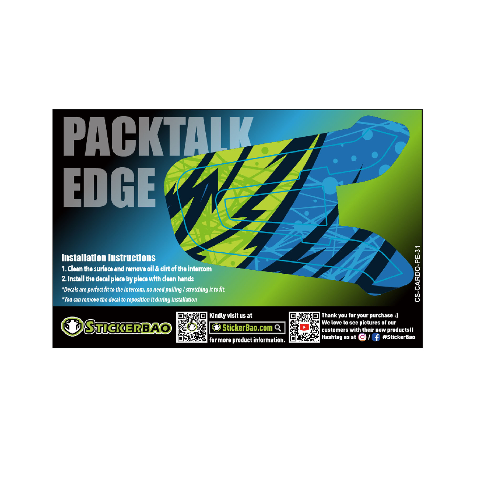 For Cardo Packtalk Edge Removable Skin Cover Sticker Protection Green ...