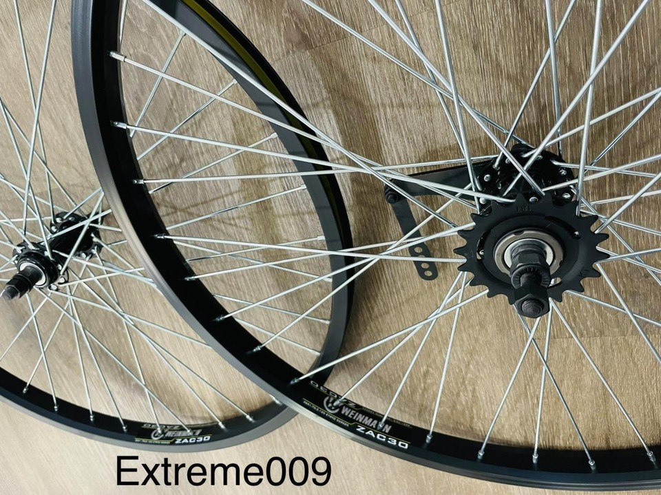 26" Weinmann Bicycle Alloy Black Chrome Wheels 36 Spoke Front & Rear ...