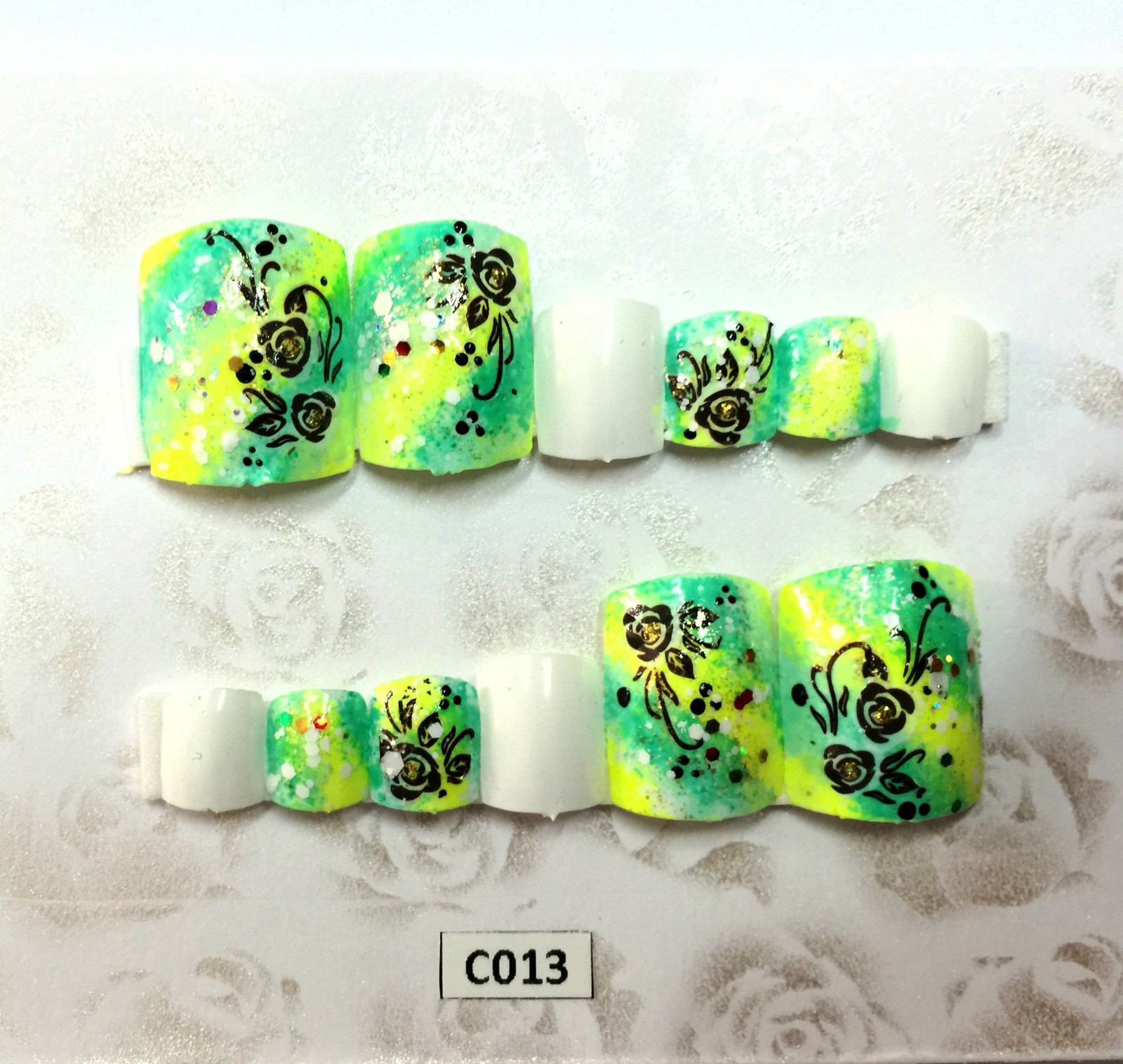 False Fake Art Nails Artificial Design Nail DIY HANDMADE Free Glue Nail ...