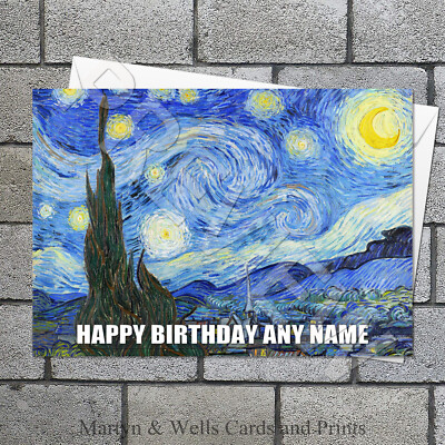 Vincent van Gogh birthday card: Starry Night. Blank or personalised. | eBay
