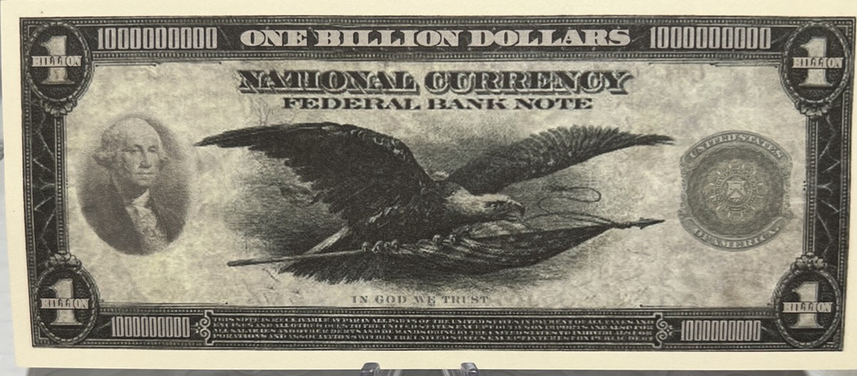 Zillion Dollar Black Eagle Collector Novelty Bill With Reproduction $1