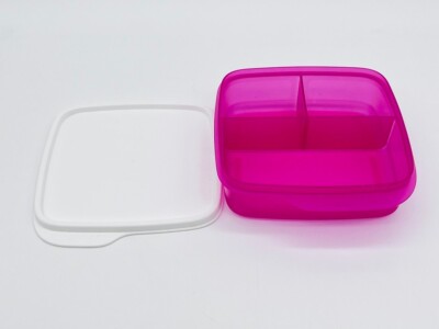 6" Pink Square TUPPERWARE Lunch It Divided Box Snack To Go Storage ...