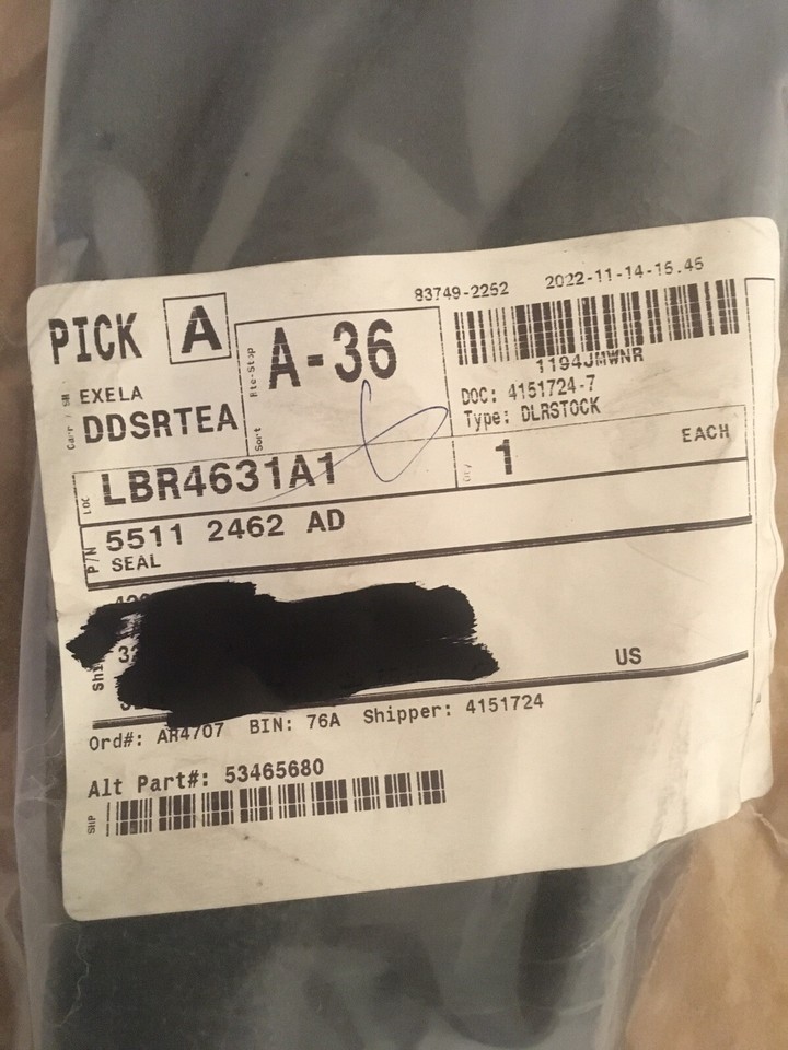 Genuine Mopar Fender To Cowl Seal, Right 55112462AD | eBay