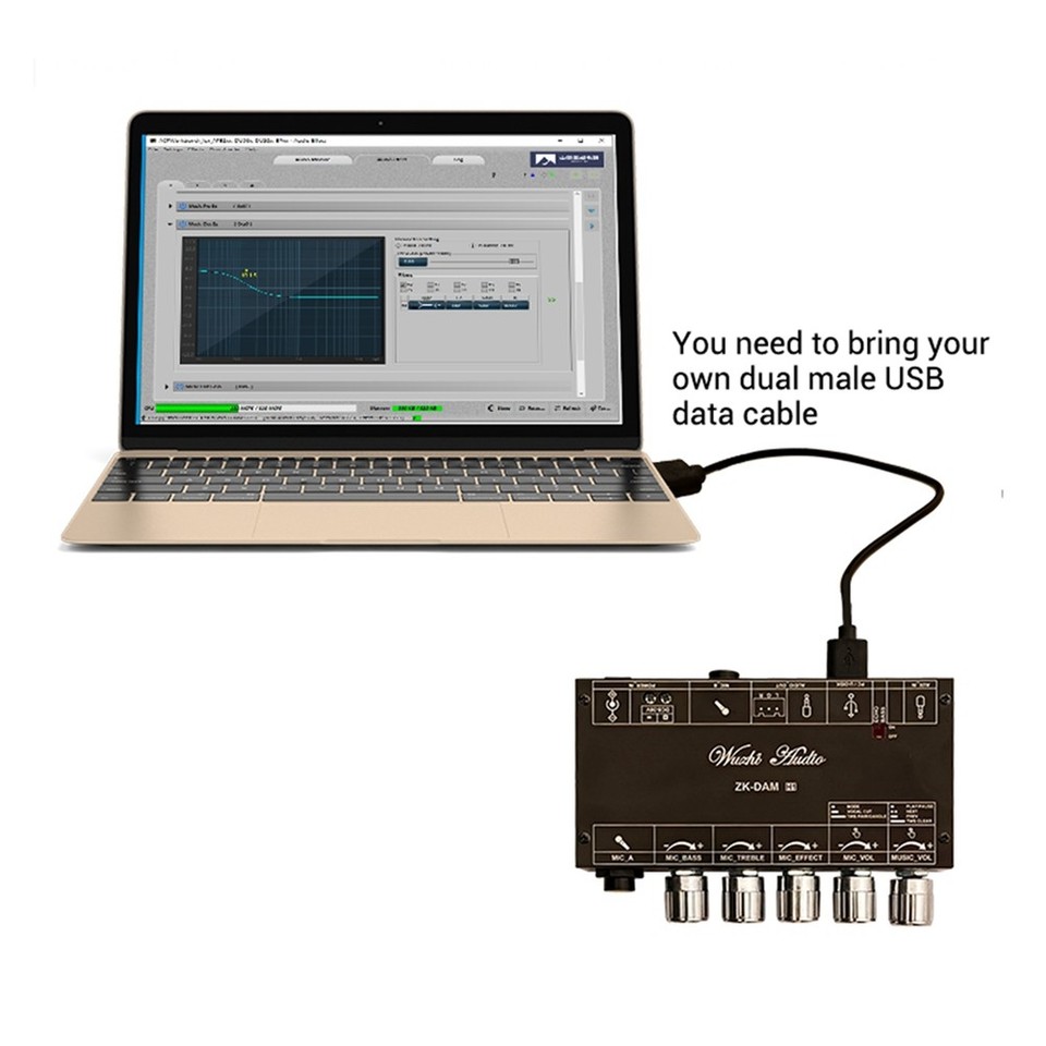 DAM H1 Karaoke-Reverb-Board, Fronteffektmikrofon, Gesang mit Bluetooth ...