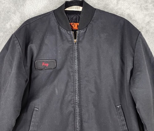 Red Kap Jacket Mens Medium Black Canvas Zip Lined Long Sleeve Rugged ...