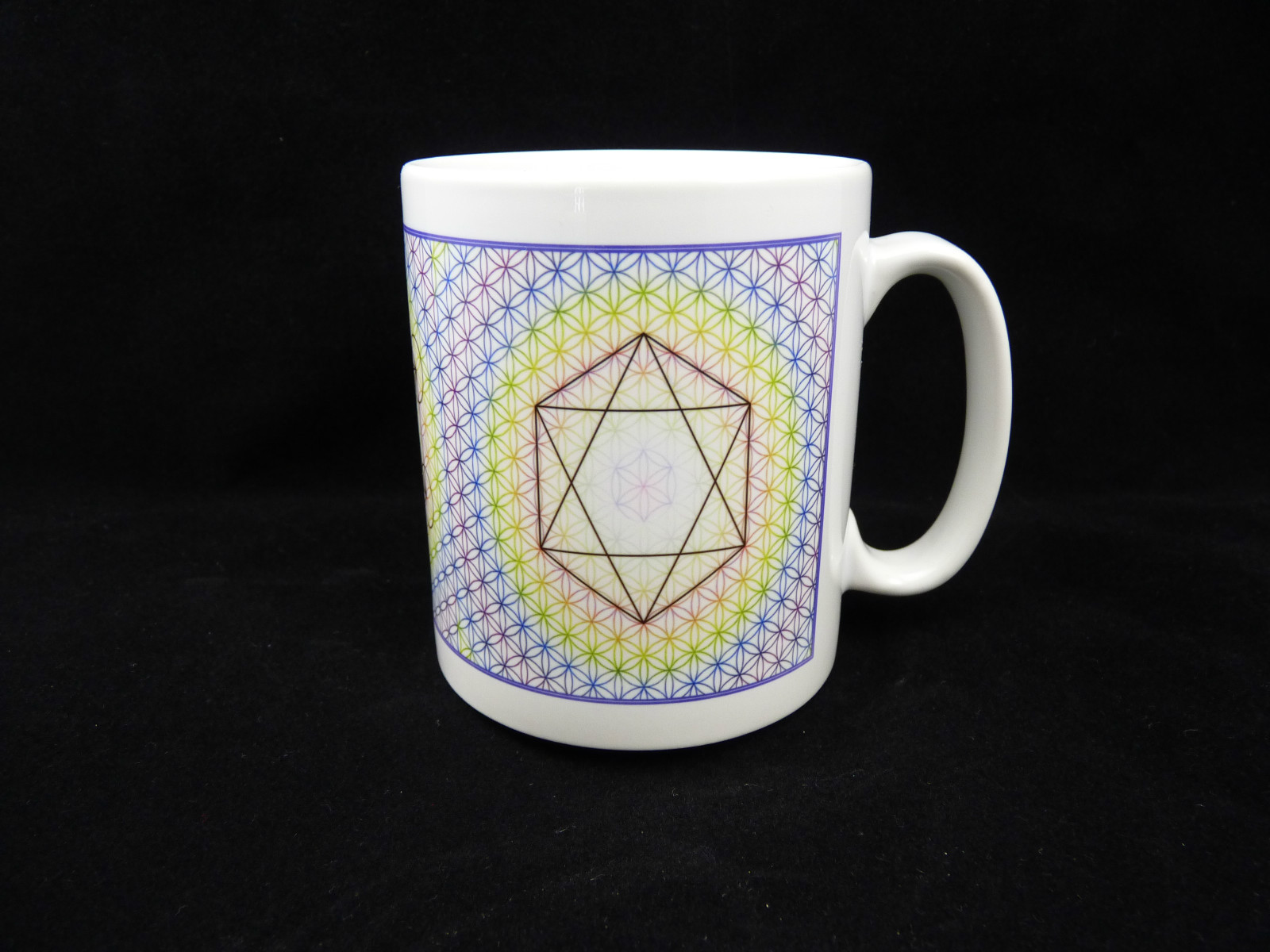 Sacred Geometry Mug Metatron Cube & Repeating Flower of Life Coloured ...