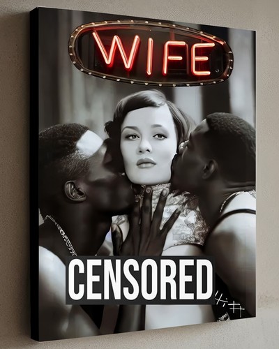 WIFE Candaulism Cuckold Art Painting w/COA - Framed Canvas 40X30cm ...
